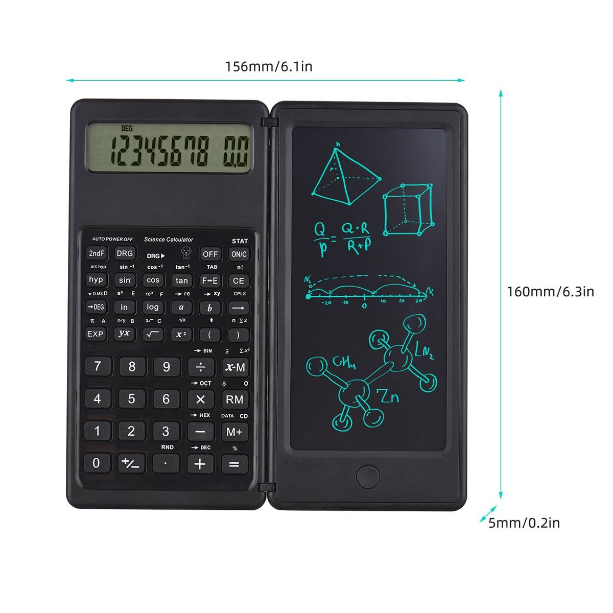 Portable Calculator LCD Screen Writing Tablet Folding Scientific ...
